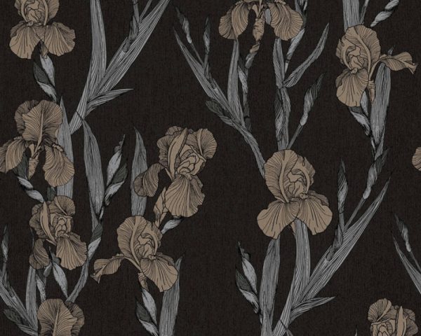 Daniel Hechter Wallpaper «Cottage, Floral, Beige, Black, Grey, Taupe» 375261