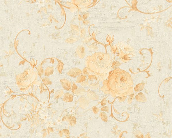 A.S. Création Wallpaper «Flowers, Beige, Cream, Gold, Metallic» 372243