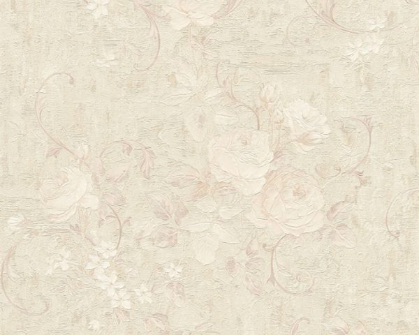 A.S. Création Wallpaper «Flowers, Beige, Cream, Grey, Silver» 372244