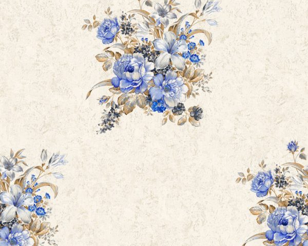 A.S. Création Wallpaper «Flowers, Blue, Brown, Cream» 372252