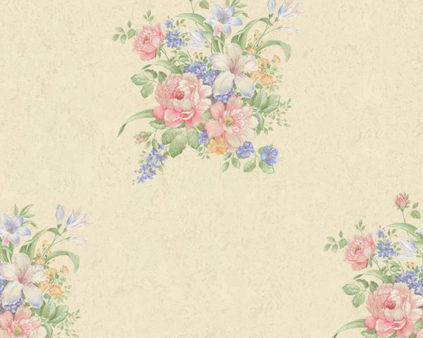A.S. Création Wallpaper «Flowers, Blue, Cream, Green, Pink» 372251