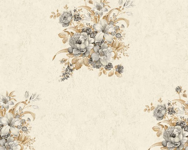 A.S. Création Wallpaper «Flowers, Brown, Cream, Grey» 372253
