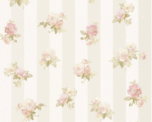 A.S. Création Wallpaper «Flowers, Cream, Green, Pink» 304471