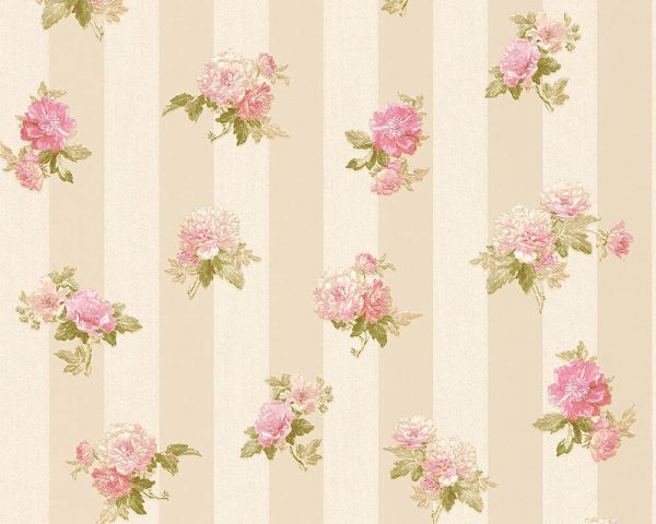 A.S. Création Wallpaper «Flowers, Cream, Green, Pink» 304474