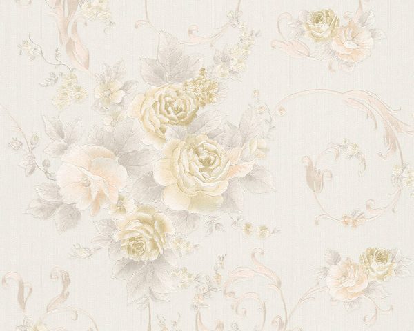 A.S. Création Wallpaper «Flowers, Cream, Grey, Pink» 306471