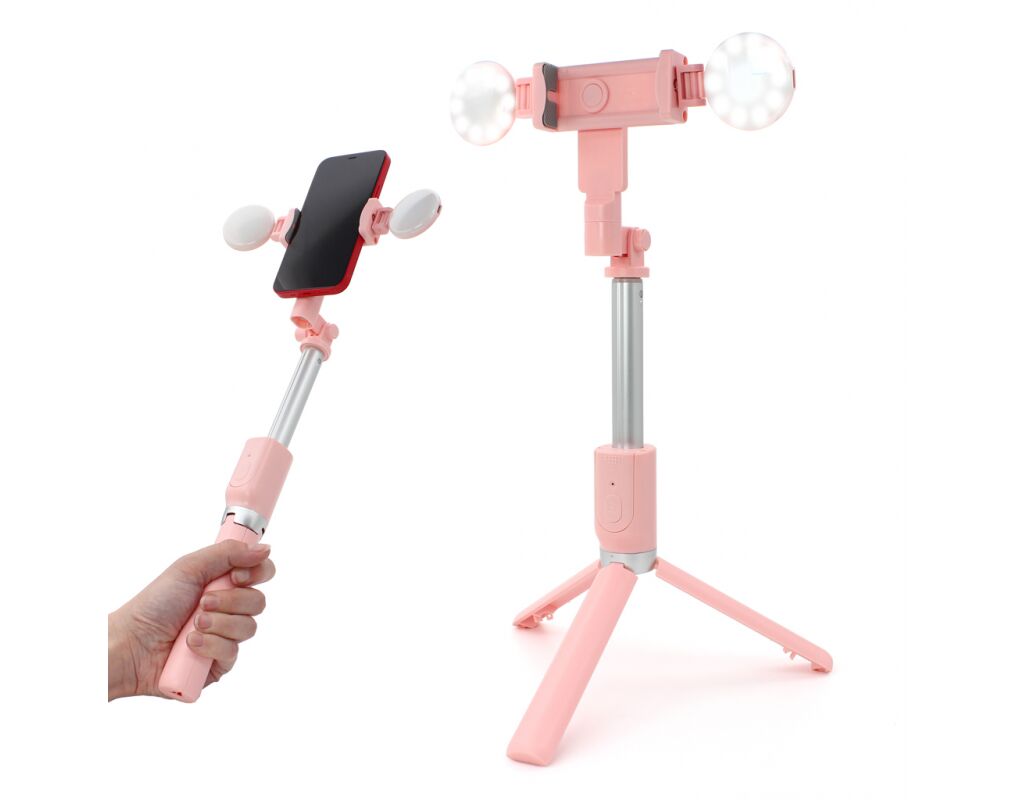 Mini tripod sa LED rasvetom R8 pink