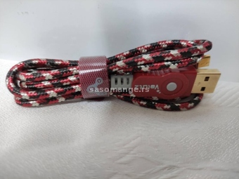 Micro USB kabel 1m pleteni crveni