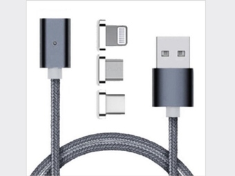 Magnetni USB kabal type C-USB data kabal MAGNETNI 3in1 za Iphone lightning-micro-Type C srebrni 1m