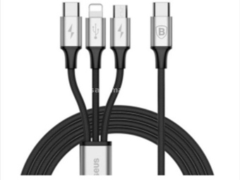 USB data kabal BASEUS RAPID 3in1 micro-Iphone lightning-Type C 1.2m crni -