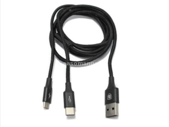 USB data kabal BASEUS RAPID 2in1 micro/ Type C 1.2m crni -