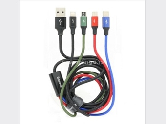 -USB data kabal BASEUS FAST 4in1 (1x Iphone lightning + 2x micro + 1x Type C) 1.2m crni -