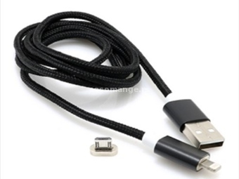 -USB data kabal MAGNETNI 2in1 za Iphone lightning /micro crni 1m