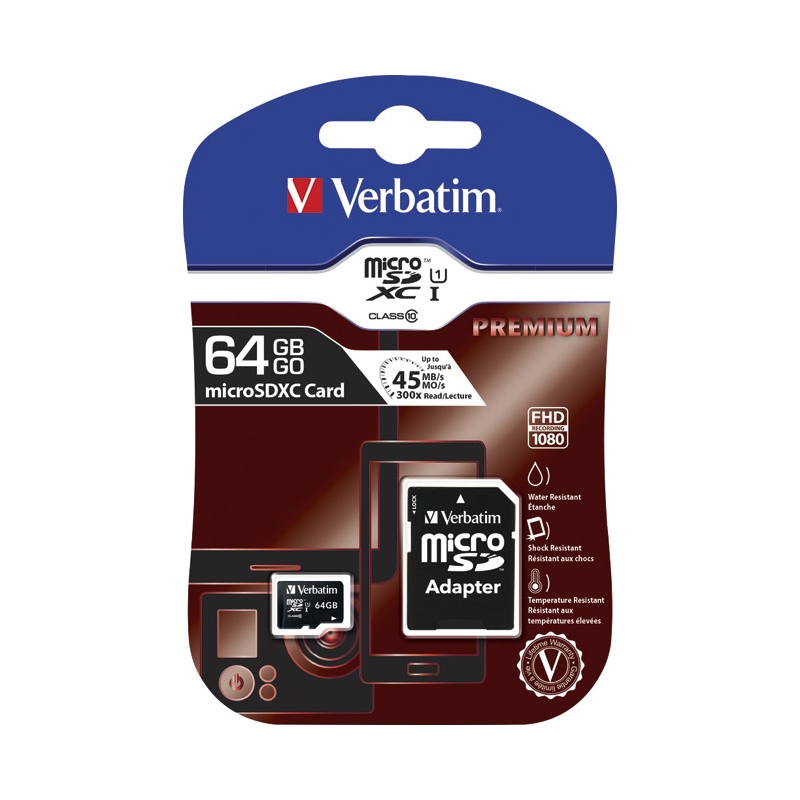 Kartica memorijska micro SDXC 64GB sa adapterom (class 10) Verbatim 44084 blister