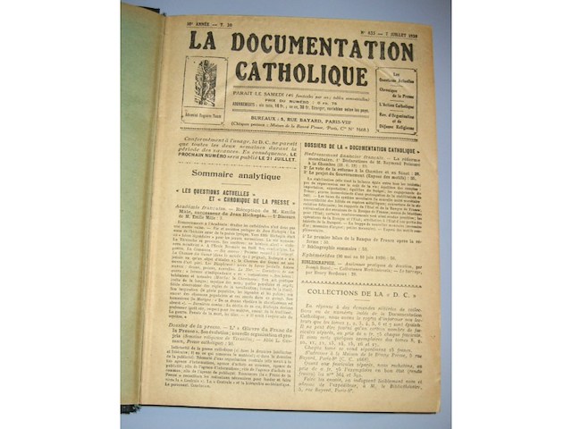 La Documentation Catholique komplet časopisa 1928 god.