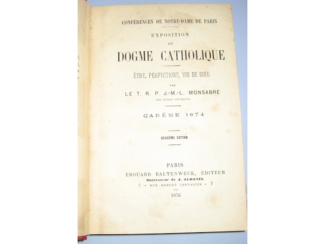 Božije biće katoličke dogme na francuskom 1876 god.