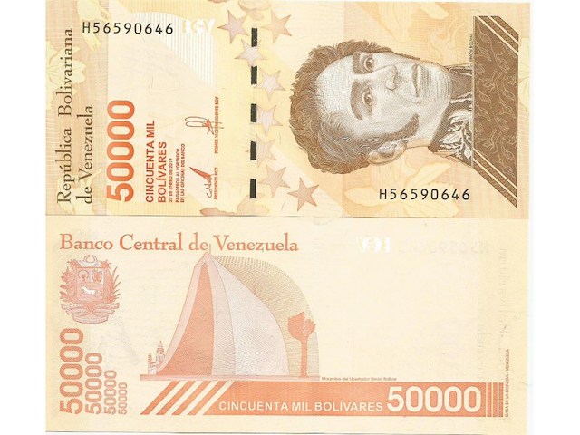 Venezuela 50.000 bolivares 2019. UNC