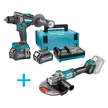 Makita XGT akcijski set - akumulatorska bušilica-odvijač XGT 40V 2,5Ah + akumulatorska ugaona brusilica 230mm XGT 40V DF001GD201+GA038GZ