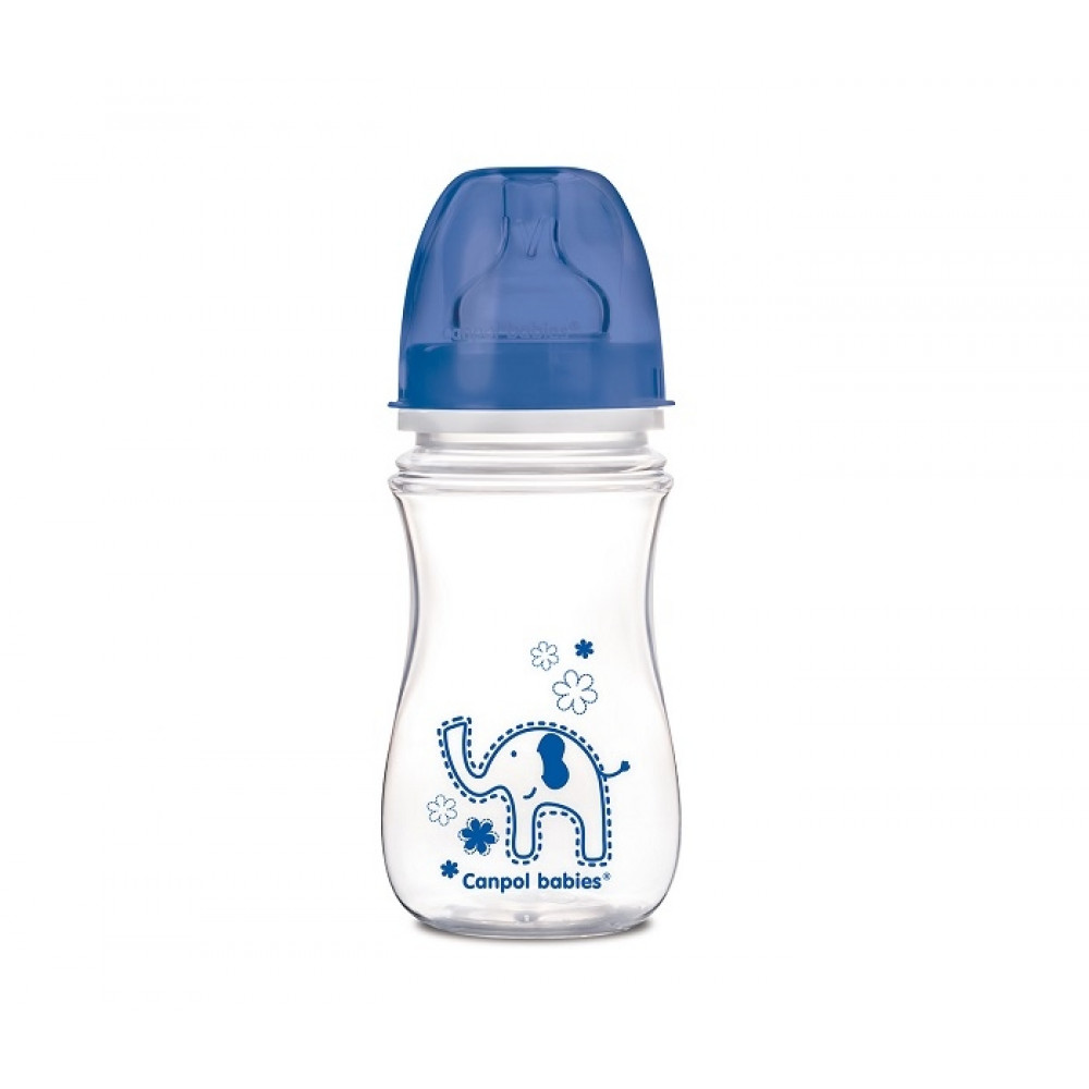 CANPOL BABIES flašica široki vrat easy start,antikolik, colorful animals 240ML -plava 35/206