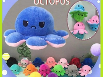 Plisana igracka HOBOTNICA octopus sa dva lica veseo i tuzan