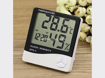 Digitalni termometar vlagometar sat alarm HTC 1