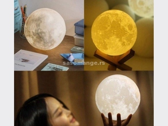 3D lampa mesec Velika 20cm sa daljinskim RGB