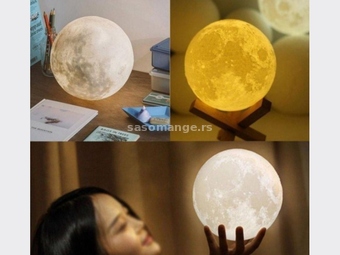 3D lampa mesec, velika 20cm sa daljinskim RGB