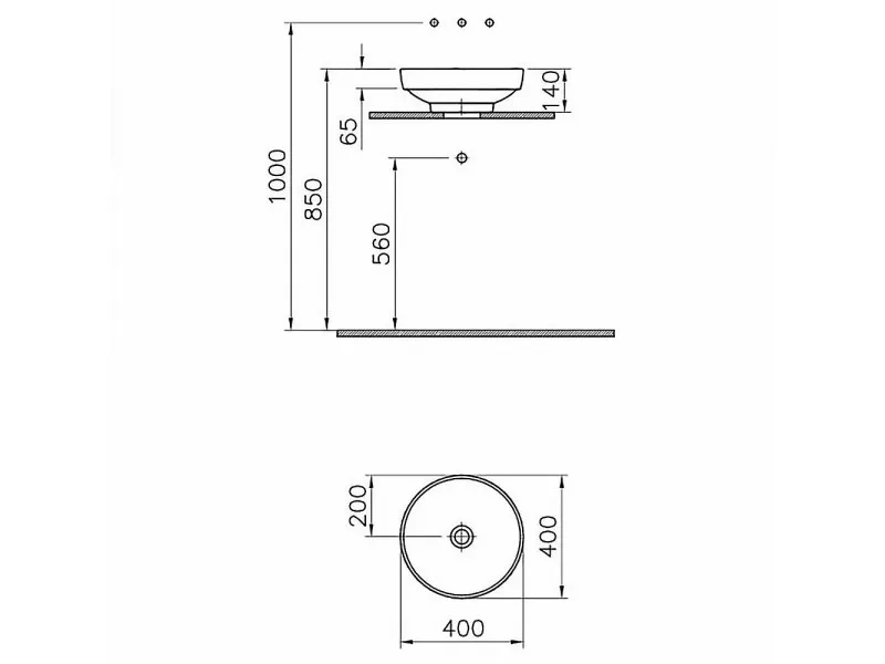 VITRA LAVABO NADGRADNI WATER JEWLES Ø40CM BAKARNI 4334B073-0016