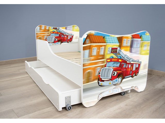 Dečiji krevet Happy Kitty + fioka Fire Truck 160x80