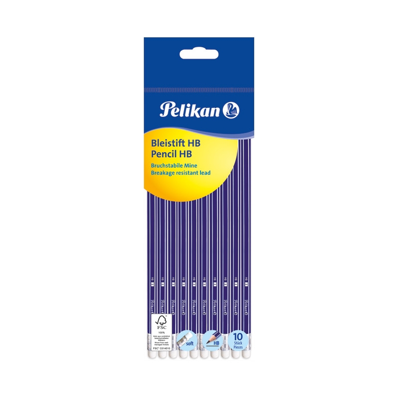 Olovka grafitna HB s gumicom pk10 Pelikan 811132 blister