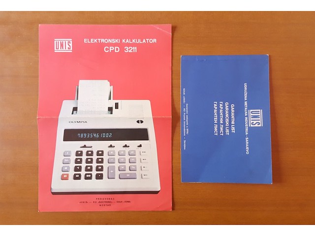 Uputstvo Za Elektronski Kalkulator `UNIS` Jugoslavija