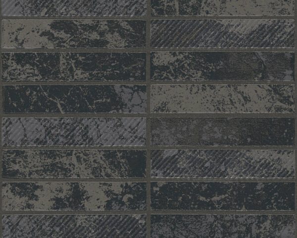 A.S. Création Wallpaper «Tile, Black, Metallic» 348184
