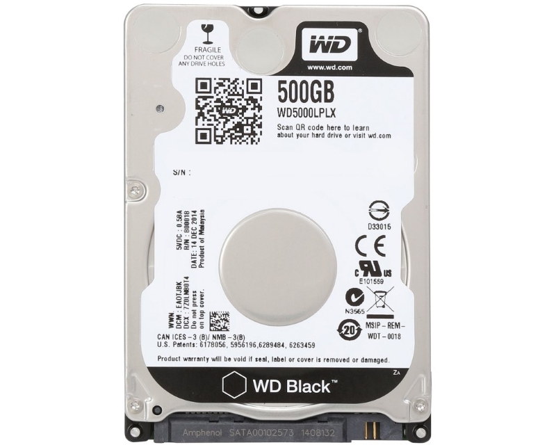 WD 500GB 2.5 SATA III 32MB 7.200rpm WD5000LPLX Black