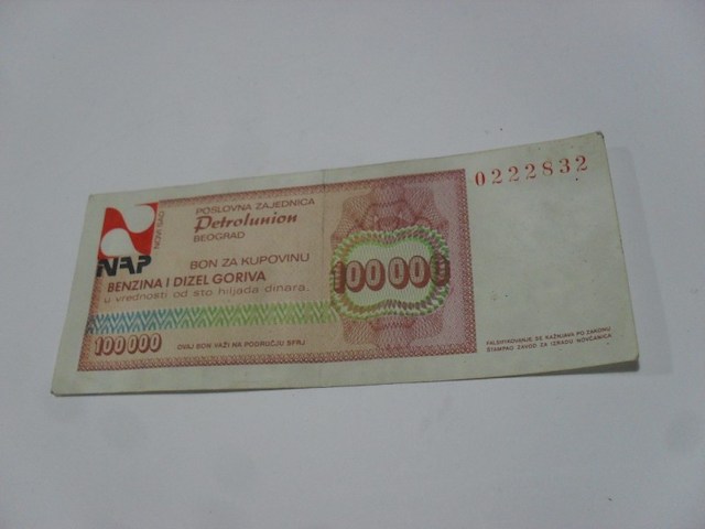100 000 DINARA BON ZA GORIVO - NAP