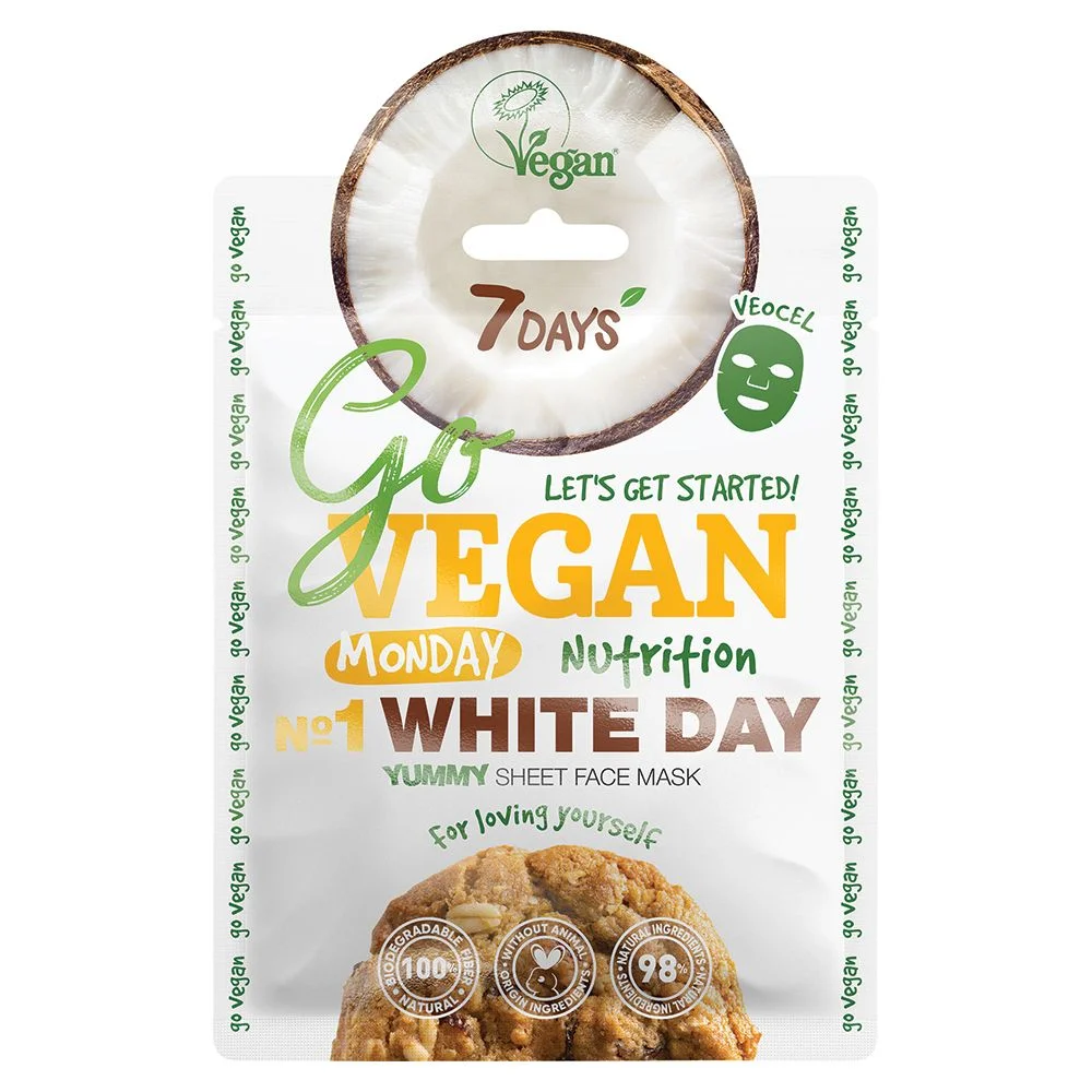 Hranljiva kineska sheet maska za kožu lica 7DAYS Go Vegan White Day 25g