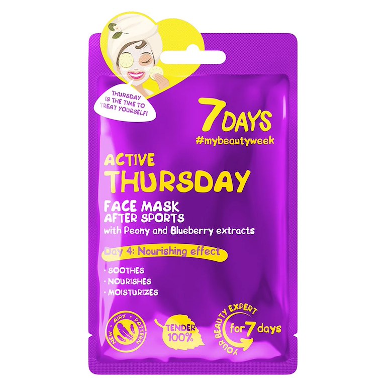 Kineska Sheet hranljiva maska za umirivanje kože lica 7DAYS My Beauty Week Active Thursday 28g