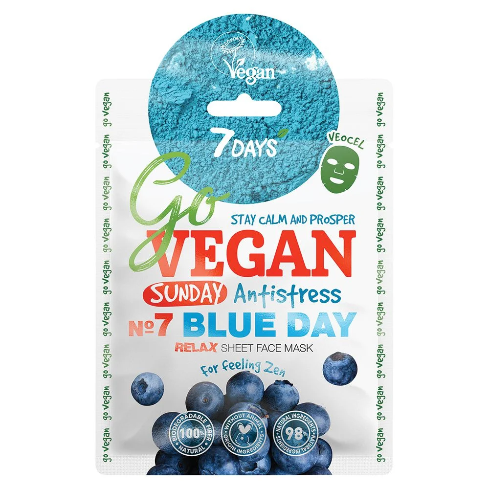 Kineska sheet maska za relaksaciju kože lica 7DAYS Go Vegan Blue Day 25g