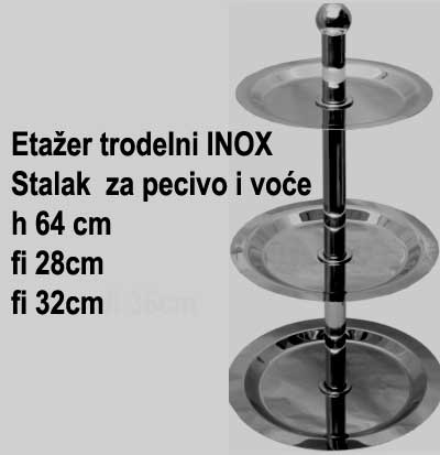 Etažer trodelni za pecivo sa 3 nivoa-h64cm INOX