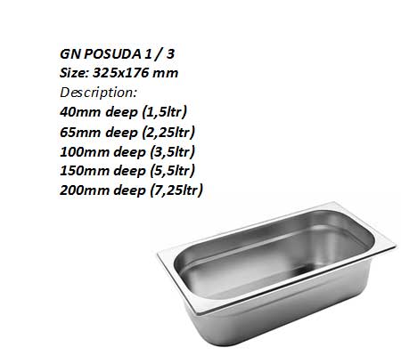 GN POSUDA 1/3-40 INOX 325x176mm