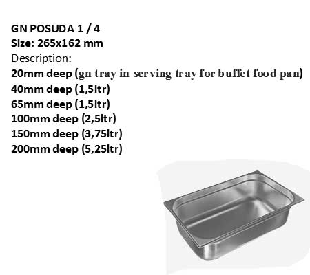 GN POSUDA 1/4-150 INOX 265x162mm