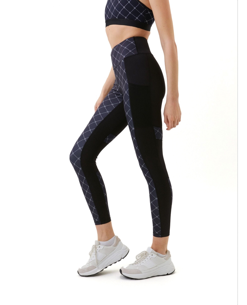 STHLM HIGH WAIST BLOCK TIGHTS BB TENNIS NET NIGHT SKY