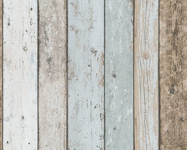 A.S. Création Wallpaper «Wood, Cottage, Beige, Blue, Brown» 899927