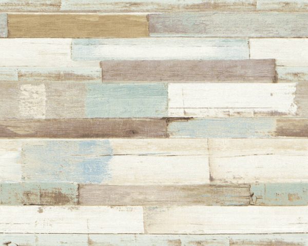 A.S. Création Wallpaper «Wood, Cottage, Black, Blue, Brown, White» 368571