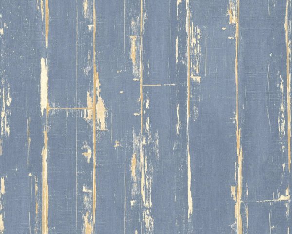 A.S. Création Wallpaper «Wood, Cottage, Blue, Brown» 368563