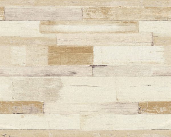 A.S. Création Wallpaper «Wood, Cottage, Brown, Cream, Grey» 368572
