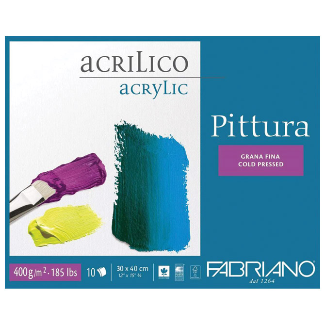 Blok Pittura Acrilico 30x40cm 400g 10L (cold pressed/grana fina) Fabriano 40003040