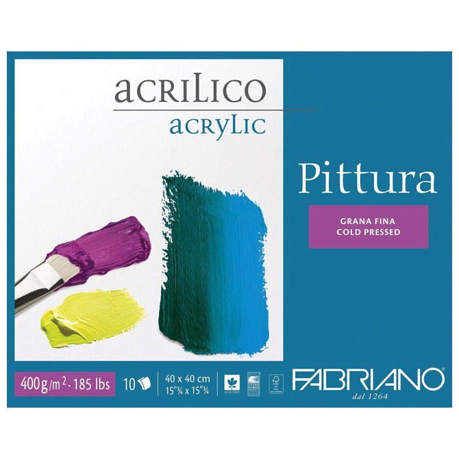 Blok Pittura Acrilico 40x40cm 400g 10L (cold pressed/grana fina) Fabriano 40004040