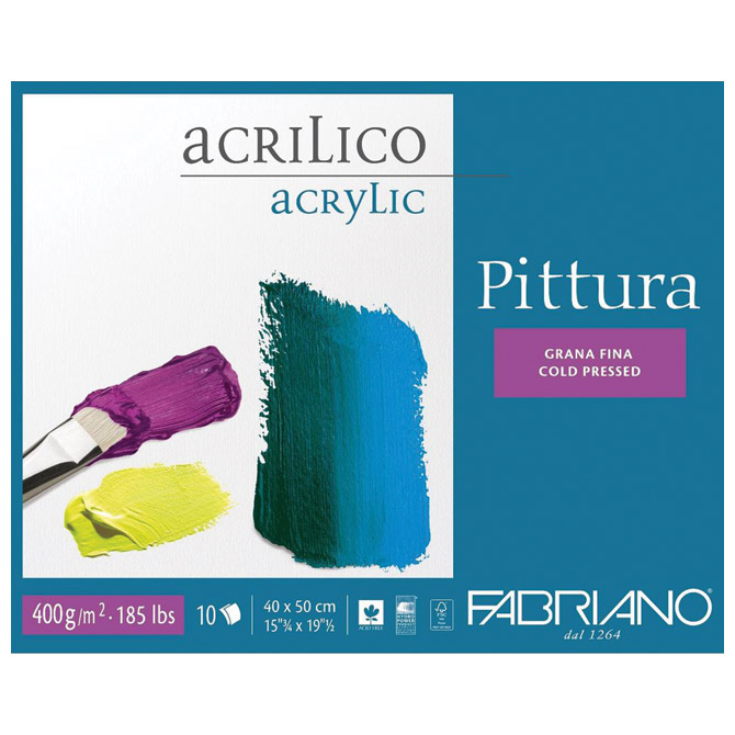 Blok Pittura Acrilico 40x50cm 400g 10L (cold pressed/grana fina) Fabriano 40004050