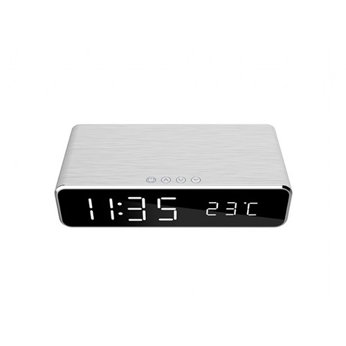 Gembird Digital alarm clock with wireless charging function, silver | DAC-WPC-01-S