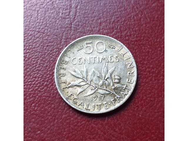 50 CENTIMES 1917 srebro