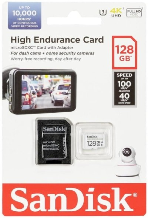 SanDisk High Endurance Micro SDXC 128GB 100MB/S40MB/S CLASS10 U3/V30+SD Adapter